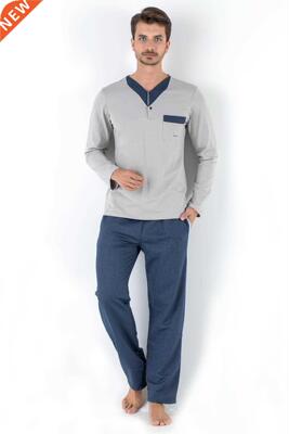 2 Pieces Sleepwear Set for Men - Nightgowns Pyjamas Sleepshi