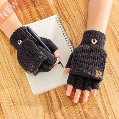 Men's Gloves Winter Half Finger Flip Cover Fingerless Clamsh