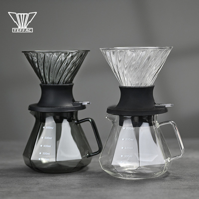 YEFFAC聪明杯手冲咖啡组合套装 滴滤式开 关萃取钻石型玻璃分享壶