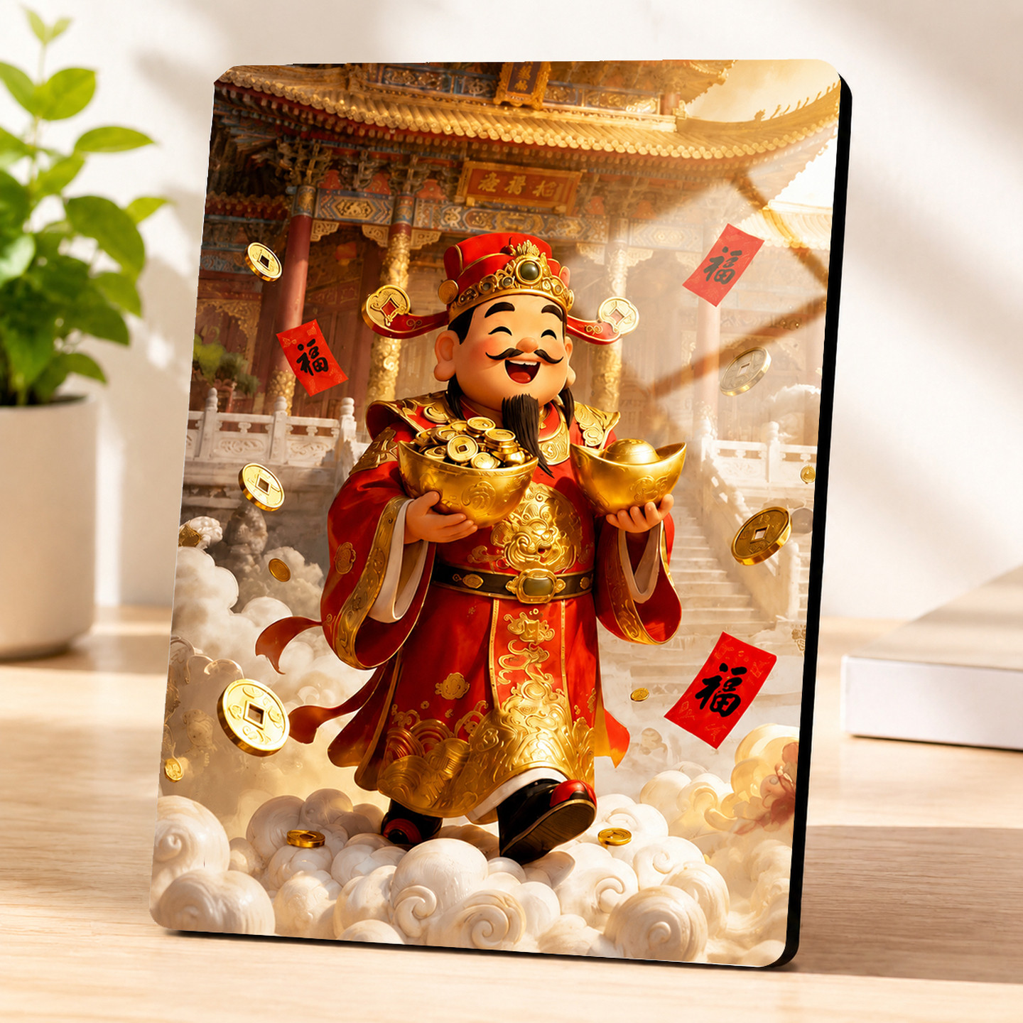 财神爷装饰摆件招财客厅玄关桌面摆台乔迁开业送礼新年吉祥物