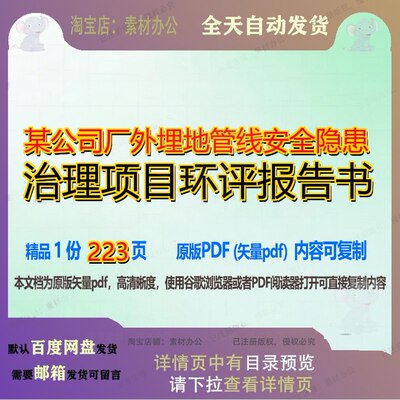 某公司厂外埋地管线安全隐患治理项目环评报告书223页 项目公司