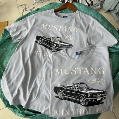 出口单 副特Mustang汽车文化衫 美式复古短袖男女休闲t恤夏薄透气
