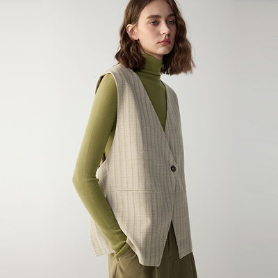 MSLAN浅色后背围裹式收腰马甲