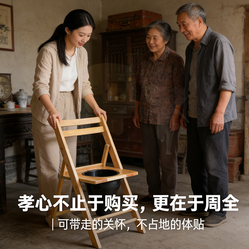 折叠实木坐便椅老人孕妇坐便器厕所凳病人大便座椅木质坐便凳家用