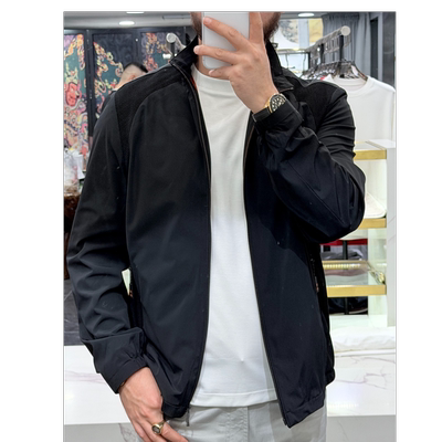 轻奢风立领夹克冲孔网眼拼接设计轻薄透气男士休闲外套 LW39