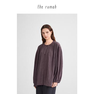 therumah圆领抽褶量感衬衫女