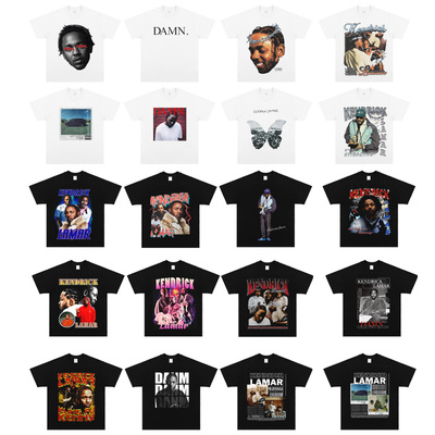 Kendrick Lamar tee功夫肯尼嘻哈说唱印花短袖纯棉T恤美潮宽松服