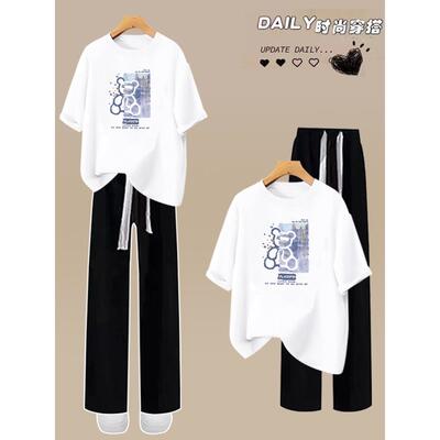 高中初中学生纯棉短袖T恤女夏装2026新款大童少女生衣服夏天套装