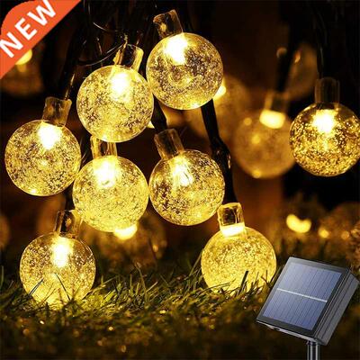 Solar String Lights Outdoor 60 Led Crystal Globe Lights with