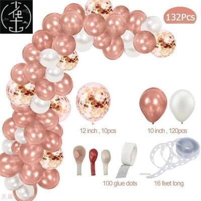 132pcs Rose Gold Balloons Confetti Set Chrome ballon