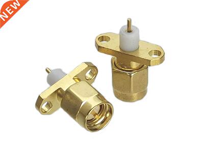 1Pcs Connector SMA Male Plug 2-Holes Flange Solder PTFE Pane