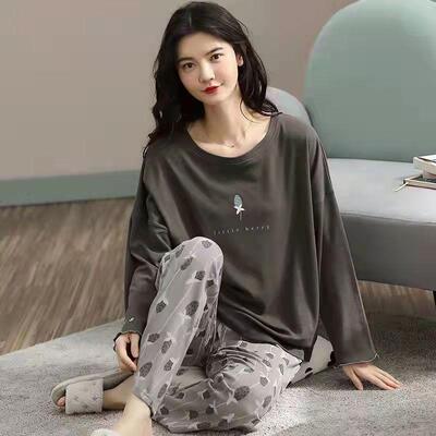 Pure Cotton Pajamas Women's Spring and Autumn Models Long-sl