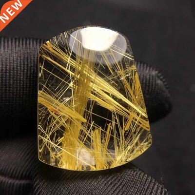 Natural Gold Rutilated Quartz Rectangle Pendant Necklace 24: