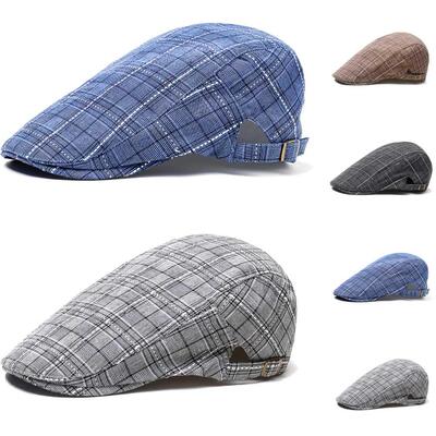 Men Cabbie Driving Flat Caps Newsboy Golf Plaid Beret Irish