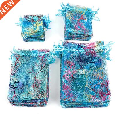 50pcs/lot 7x9cm 9x12cm 10x15cm Colorful Organza Bags Jewelry