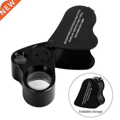 30/60x Glass Magnifier Loop Portable Jewelry Loupe with LED
