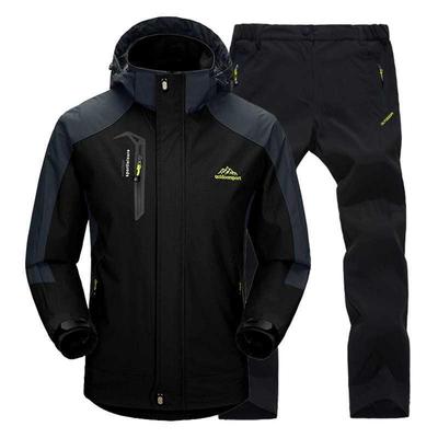 Men Jacket Suit Spring Autumn Jacket Pants Set Windproof Wat