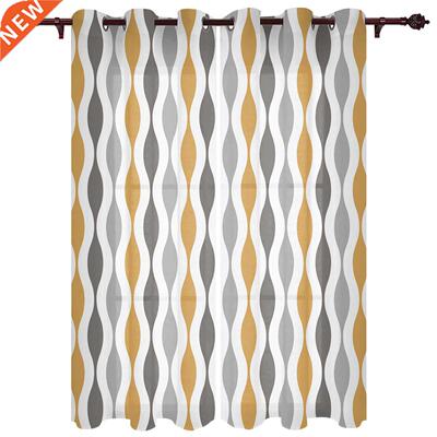 Geometric Yellow Grey Medieval Print Window Curtains