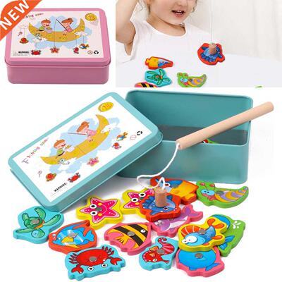 Baby Educational Toys Fishing Wooden Magnetic Game Set Novel