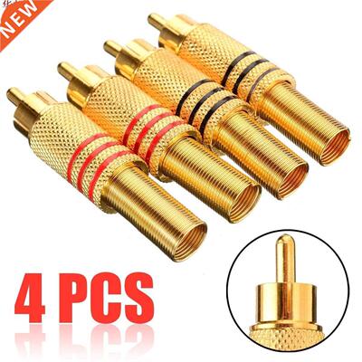 4Pcs/2Pair Gold Plated RCA Audio Connector RCA Phono Male Pl