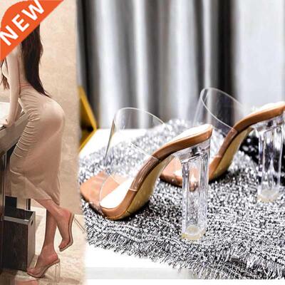 Summer Women Pumps Sandals PVC Jelly Slippers Open Toe High