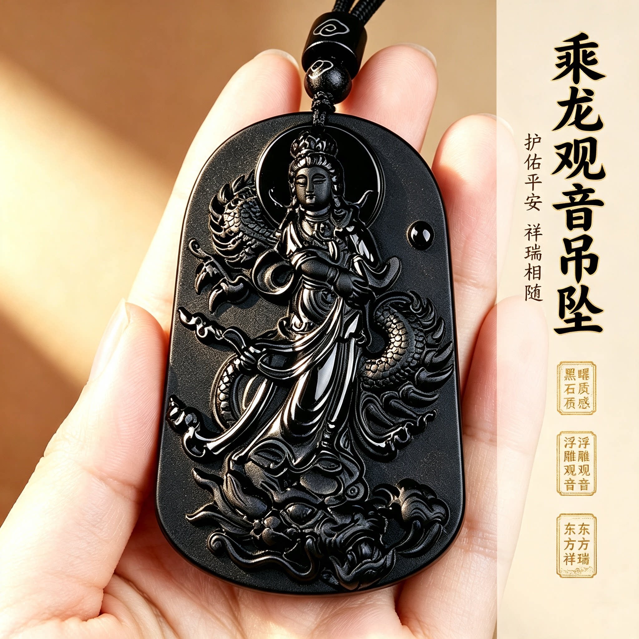 正品天然和田玉观音菩萨吊坠男本命年护身符南海乘龙观音挂件项链