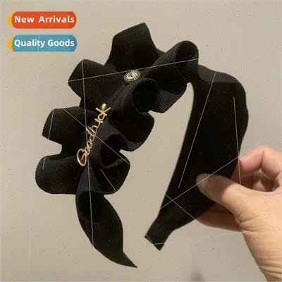 Korean Autumn winter bow hair ornaments ruffled wide edge ha