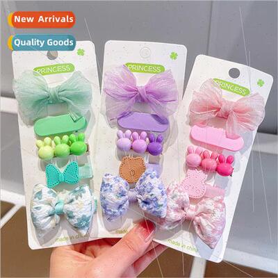 Candy color Korean mesh bow hair clips children cute ltle an