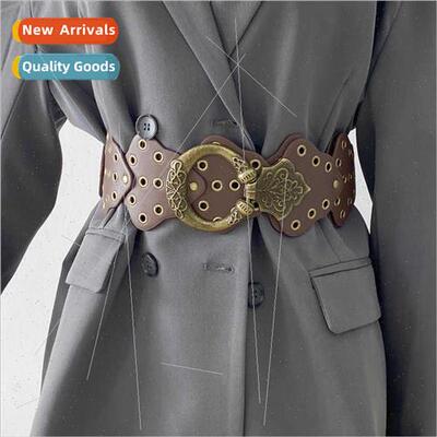 Vintage Waistband Tie Stch Trench Coat Wide Belt Tie Shape F