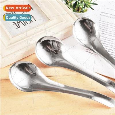 Stainless steel thickened round bottom soup spoon long handl