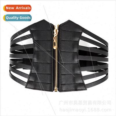 Europe Fashion Extra Wide Waistband Black Widened Decorative