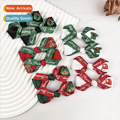 Christmas decoration bow hair clips cute girl bells Christma