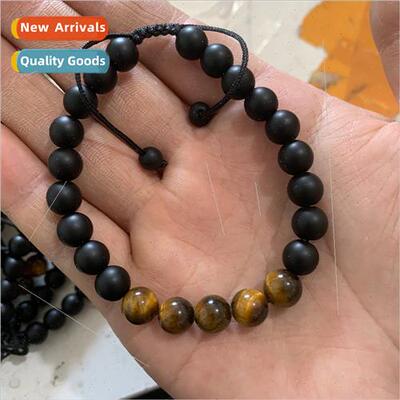 Frosted Obsidian Tiger Eye Stone Card Bracelet HWoven Men Br