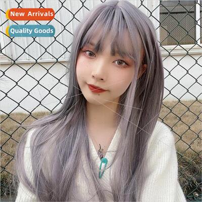 wig female long air bangs chemical fiber full head cover lon