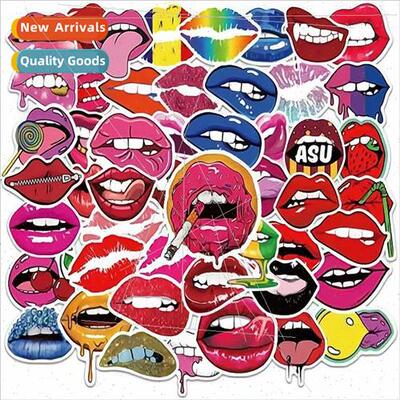 50 -repeating sexy red lips cartoon graffiti stickers guitar