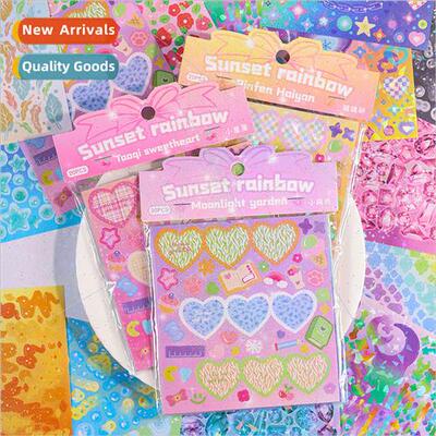 Sunset rainbow goo card sticker book laser childrens handboo