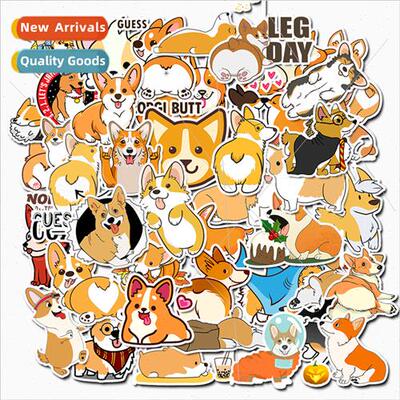 50 cute cute pet corgi stickers luggage motorcycle trolley c