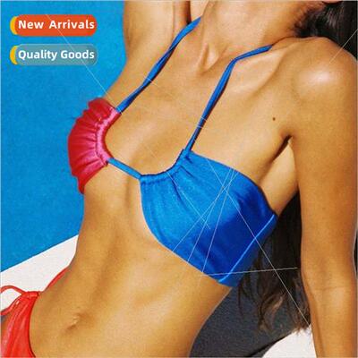 23 new swimsu Europe tie splicing solid color sexy spl bikin