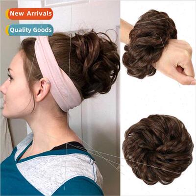 Women wig hair band rubber band hair bun coiffure pull flowe