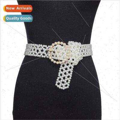Women extra wide pearl waist chain Women sweet lovely seven
