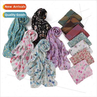 New lerary floral 211-222 pearl chiffon printed scarf Malay