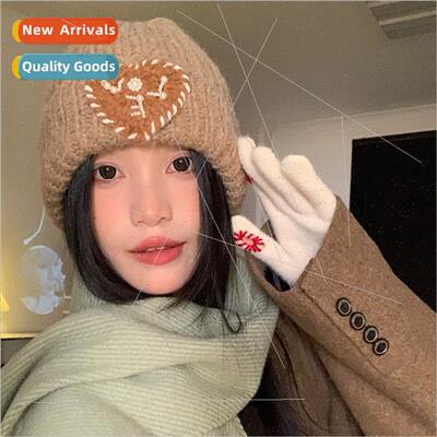 Autumn winter love wool cap big head circumference warm knte