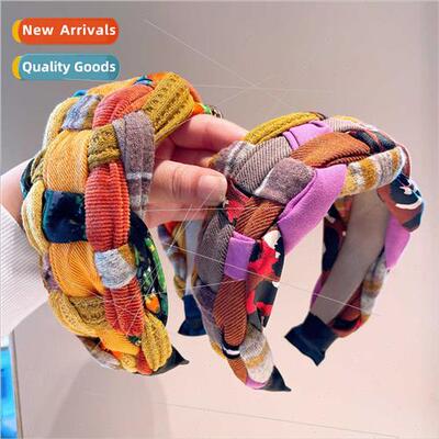 Winter Korean hand-woven braids clashing color Klein blue sy