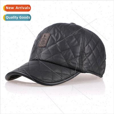 Autumn winter men winter bright leather baseball cap casual