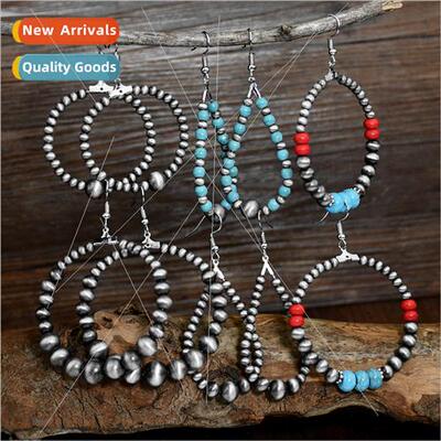 New Earrings Europe Navajo Pearl Antique Beaded Earrings Wes