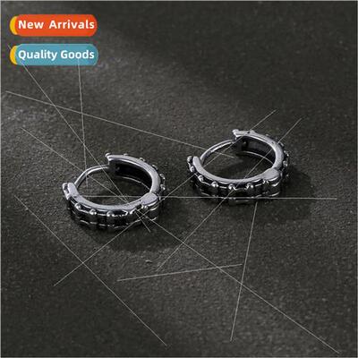 Tanium steel earrings chain casting retro earrings do old pu