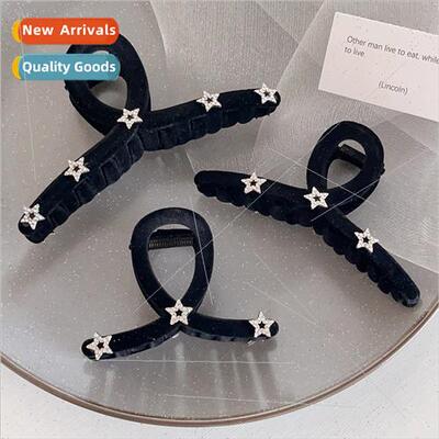 Glter diamond star grab clip black flocked hair grab plate h