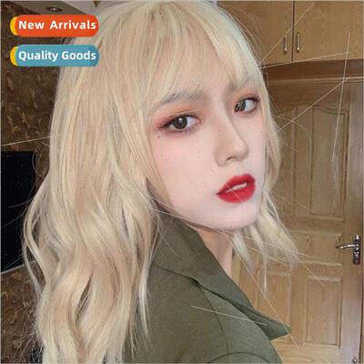 ght blonde wig women medium long locks lisa hair color chemi