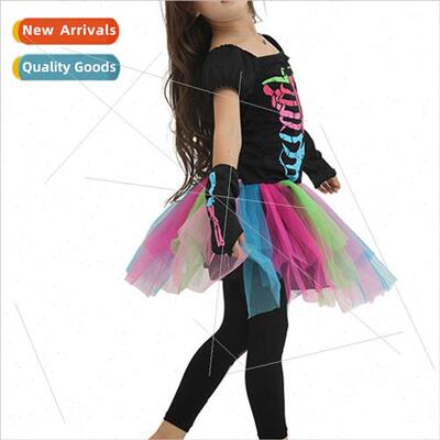 Halloween Scary Colorful Skeleton Costume Role Play Masquera