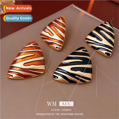 Earrings silver Needle Floral Triangle Earrings Vintage Fema